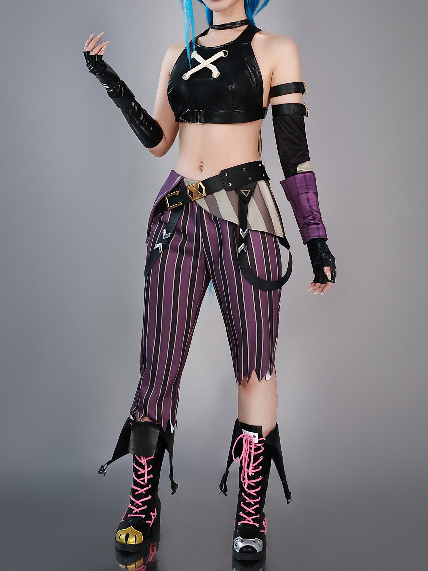 Jinx Cosplay Costume Full Set with Shoes & Accessories | League of Leg ...