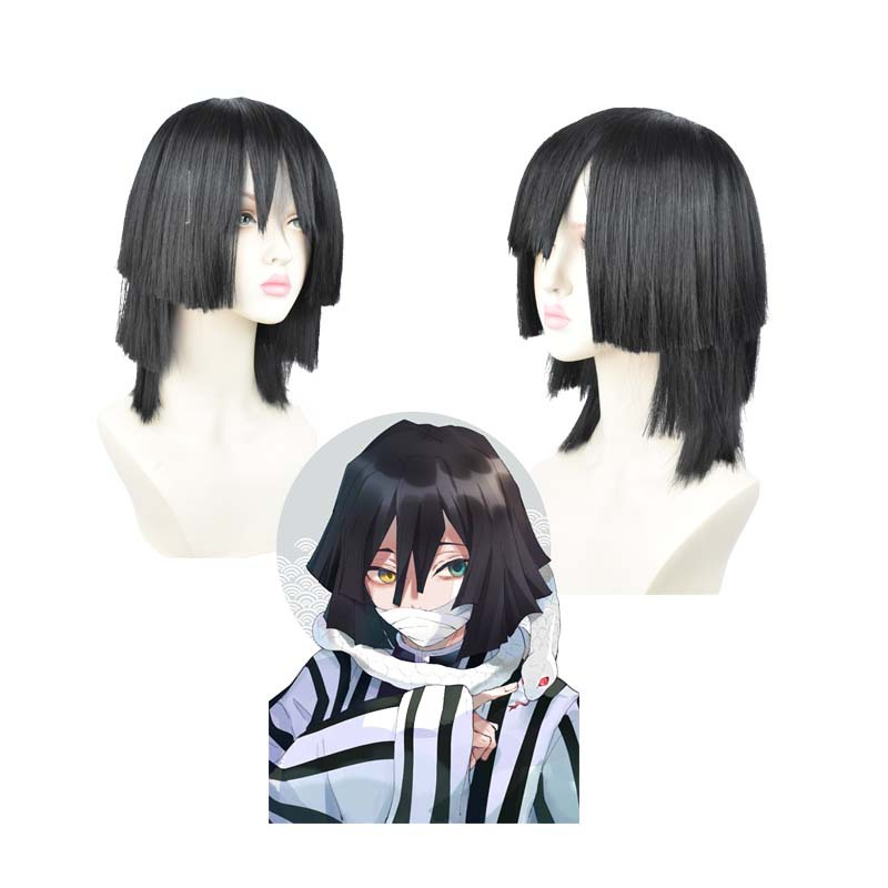 Obanai Iguro Cosplay Wig | Triple-Layer Thick Cut | Snake Pillar Style ...